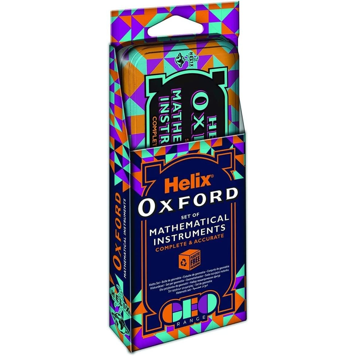 Helix Oxford Maths Set with Storage Tin - 10 Piece Maths Equipment Set ...