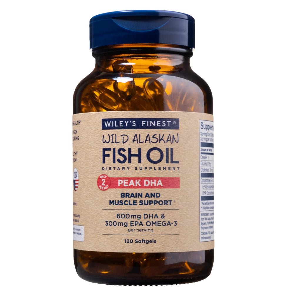 Wiley's Finest Wild Alaskan Fish Oil Peak DHA - 900mg EPA and DHA Omeg ...